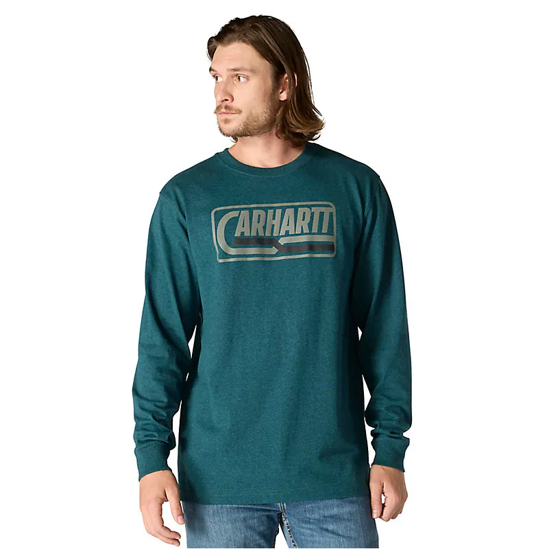 Carhartt Men's Loose Fit Heavyweight Long-Sleeve Logo Sleeve Graphic T ...