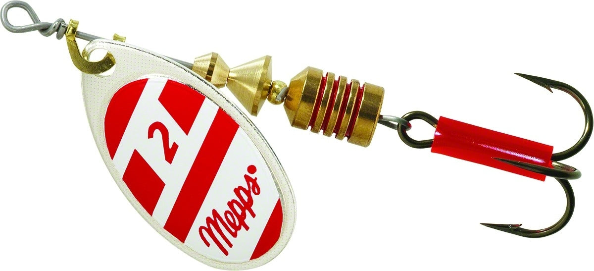 Mepps Aglia In-Line Spinner 1/6 Oz Plain Treble Hook Silver/Red/White ...