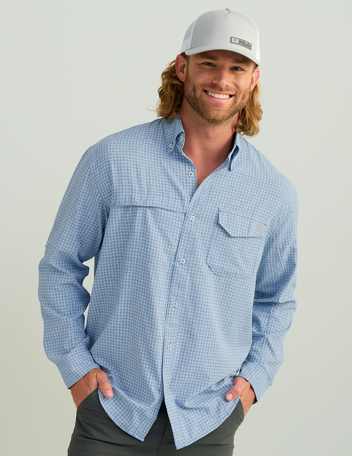 Huk Gear Tide Point Minicheck LS Button-Down Shirt Men's | Miyar Adventures